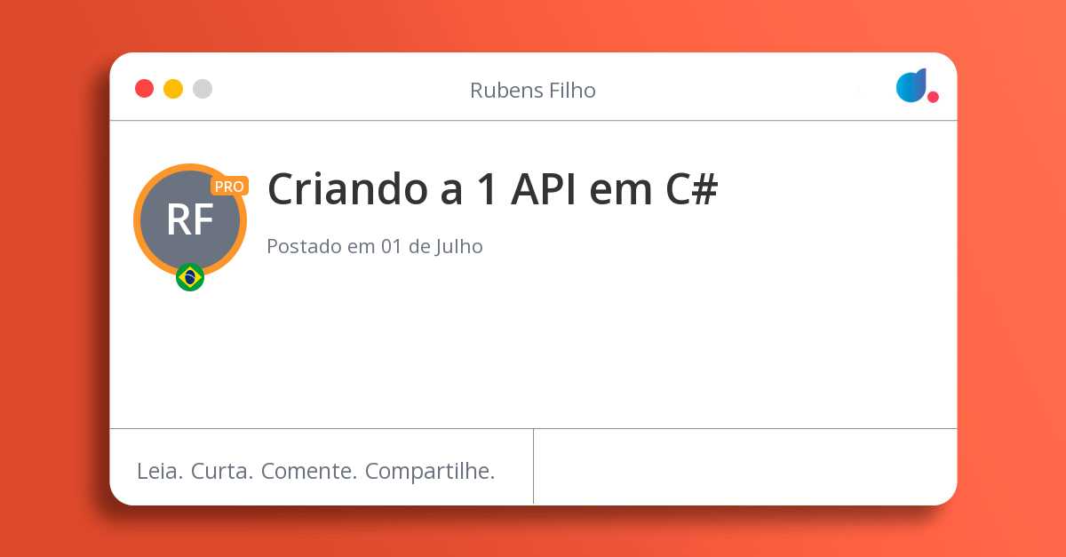 Criando a 1 API em C# Criando a 1 API em C#