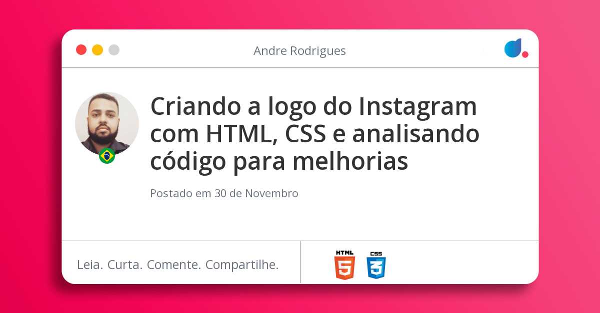 Criando a logo do Instagram com HTML, CSS e analisando código para ...
