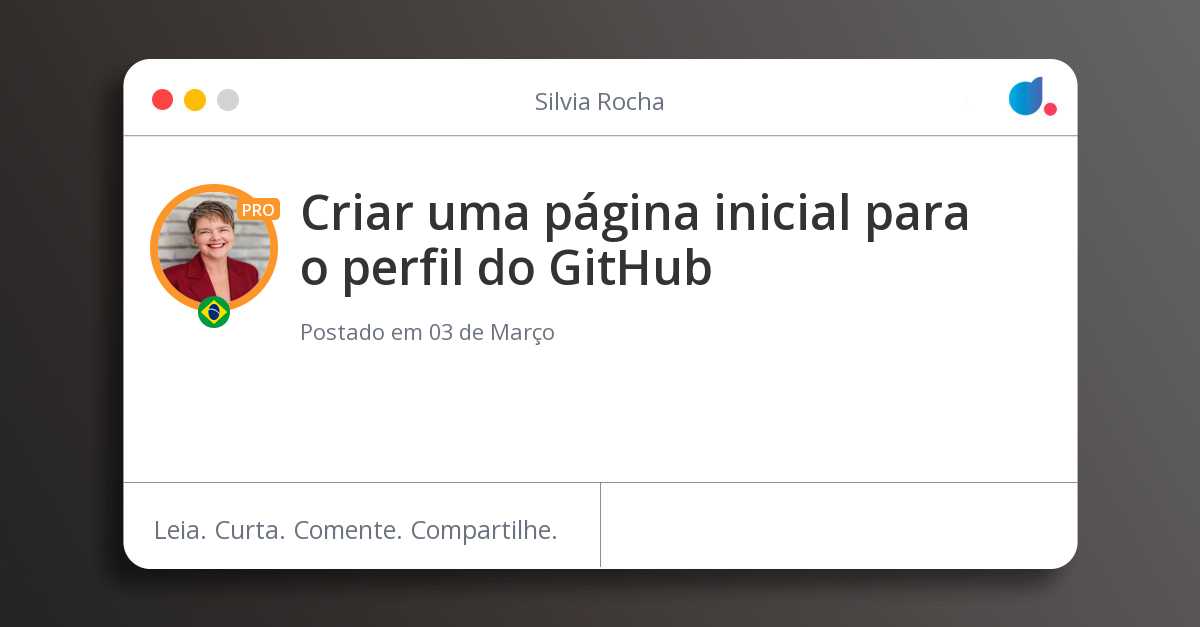 Criar uma página inicial para o perfil do GitHub