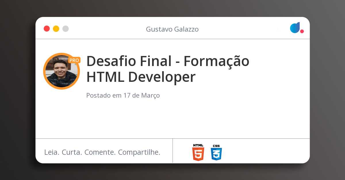 Desafio Final - Formação HTML Developer
