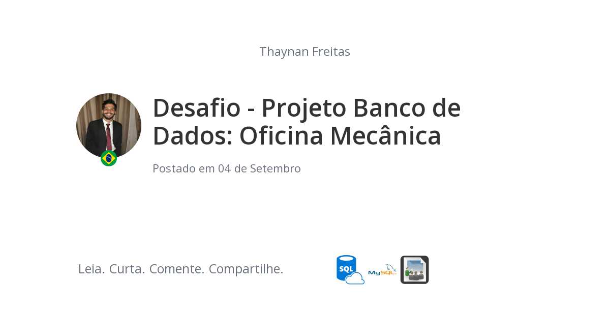 Desafio - Projeto Banco de Dados: Oficina Mecânica