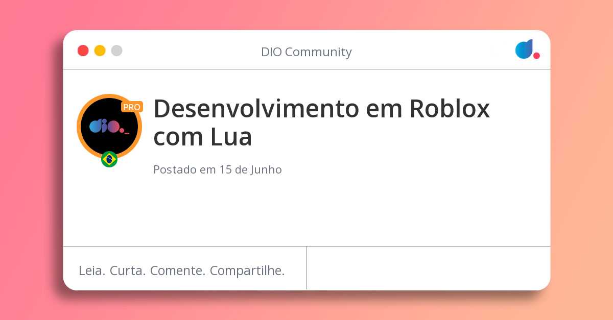Desenvolvimento em Roblox com Lua | DIO Community | DIO