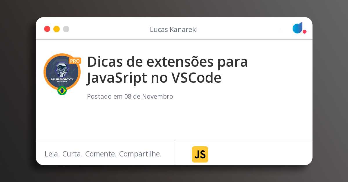 Dicas de extensões para JavaSript no VSCode