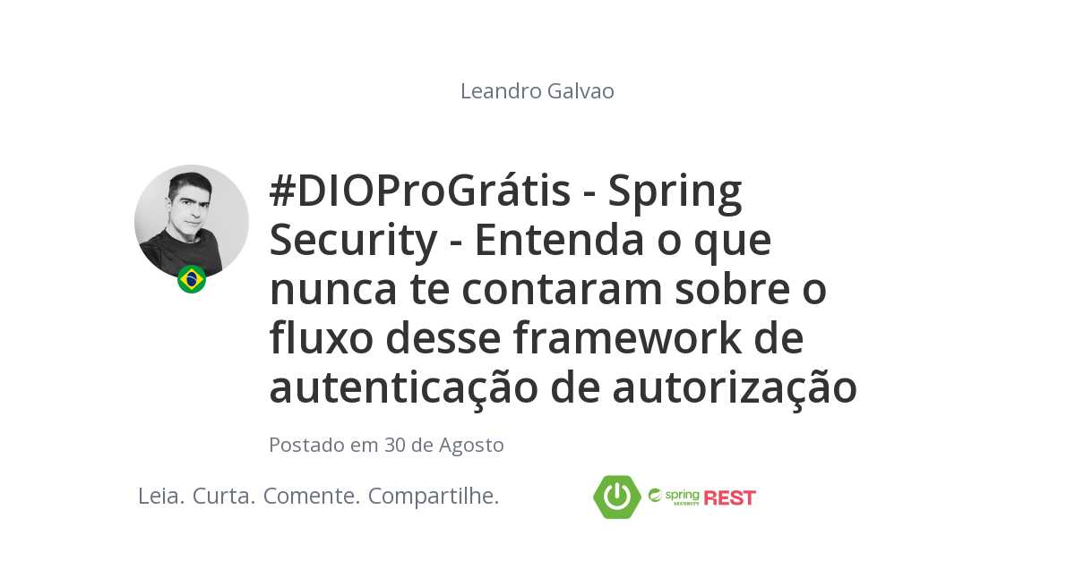 #DIOProGrátis - Spring Security - Entenda o que nunca te contaram sobre ...