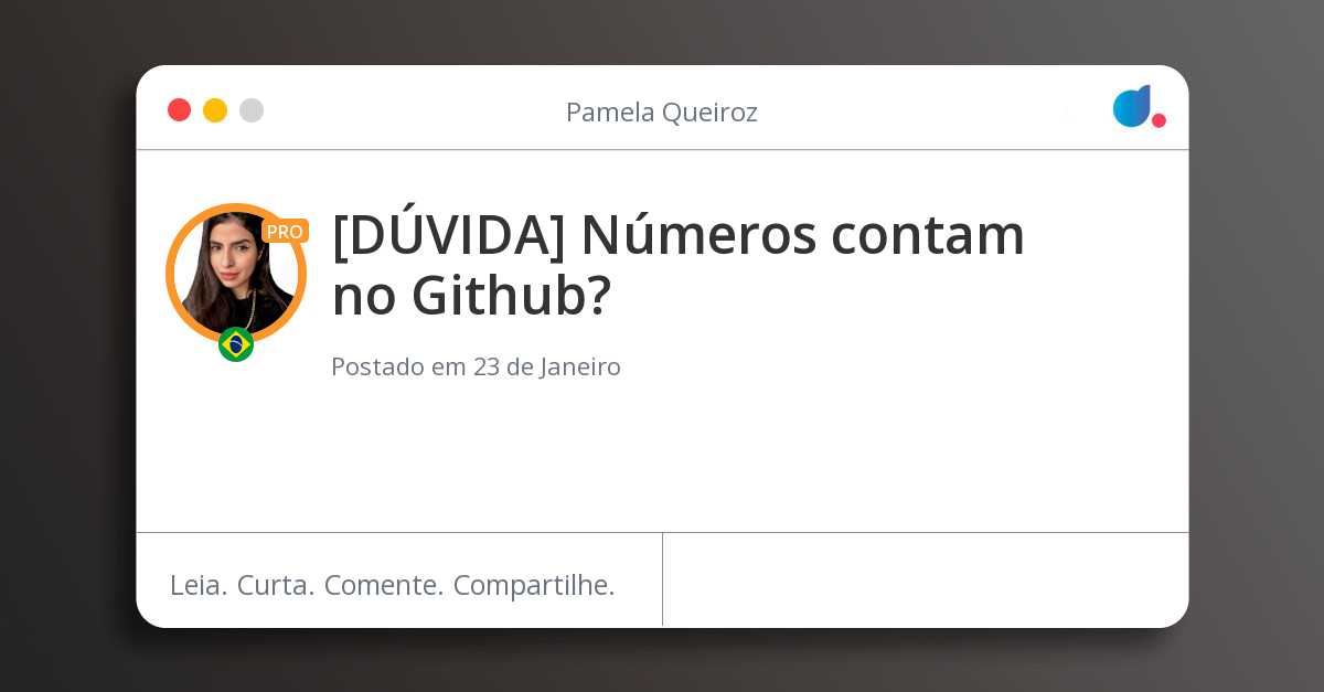 [DÚVIDA] Números contam no Github?