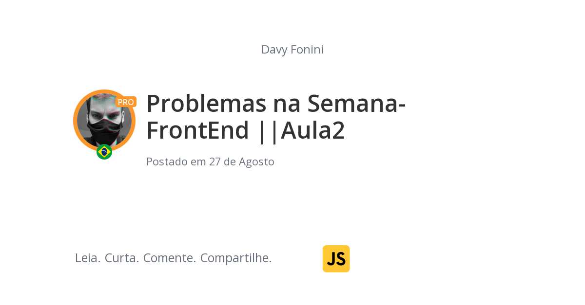 Problemas na Semana-FrontEnd ||Aula2