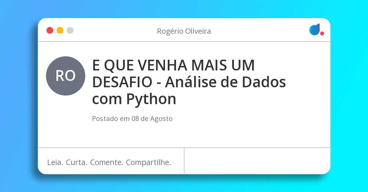 E QUE VENHA MAIS UM DESAFIO