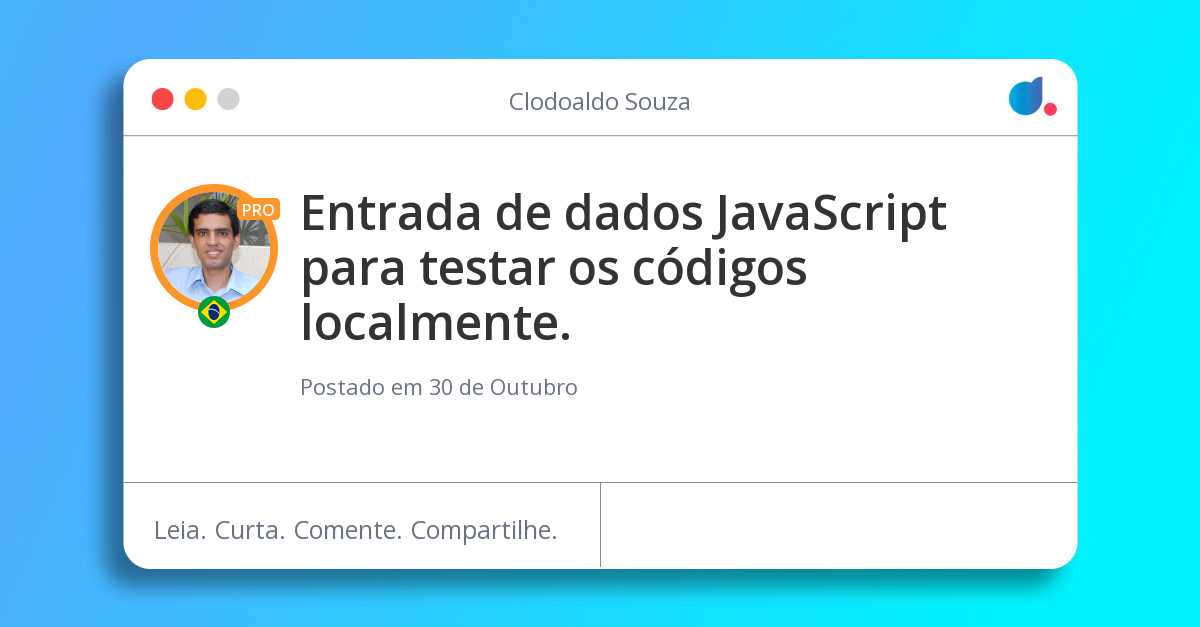 Maneira de testar as entrada de dados em JavaScript com o VSCode ou ...