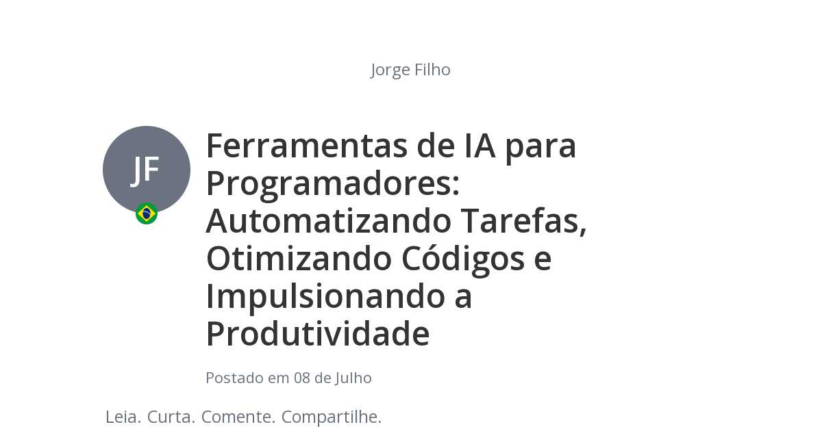 Ferramentas de IA para Programadores: Automatizando Tarefas, Otimizando ...