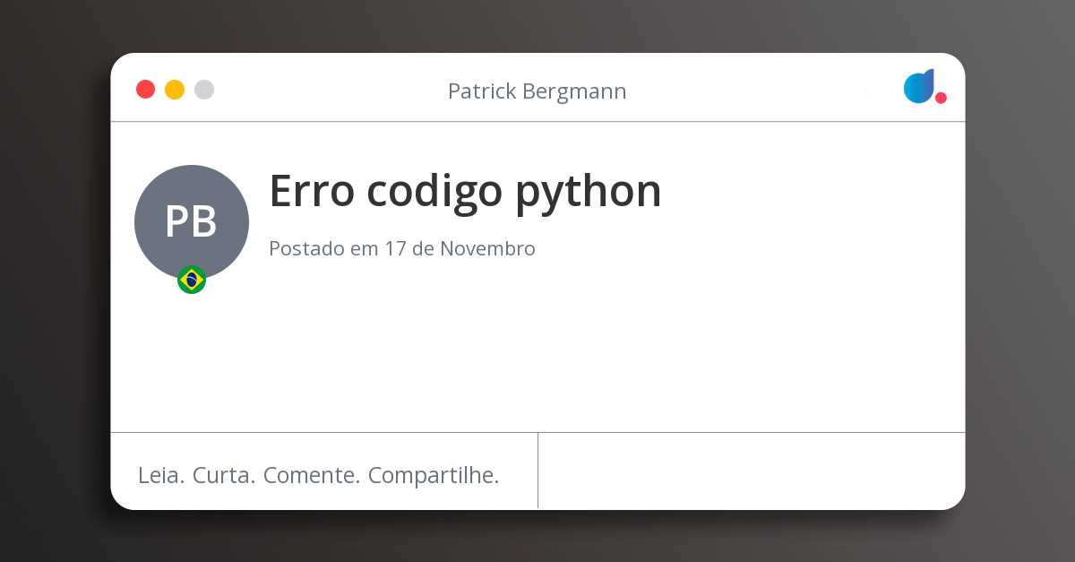 Erro Codigo Python 