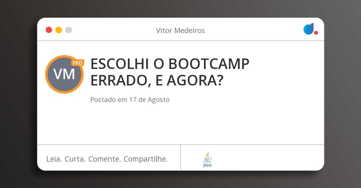 ESCOLHI O BOOTCAMP ERRADO, E AGORA?