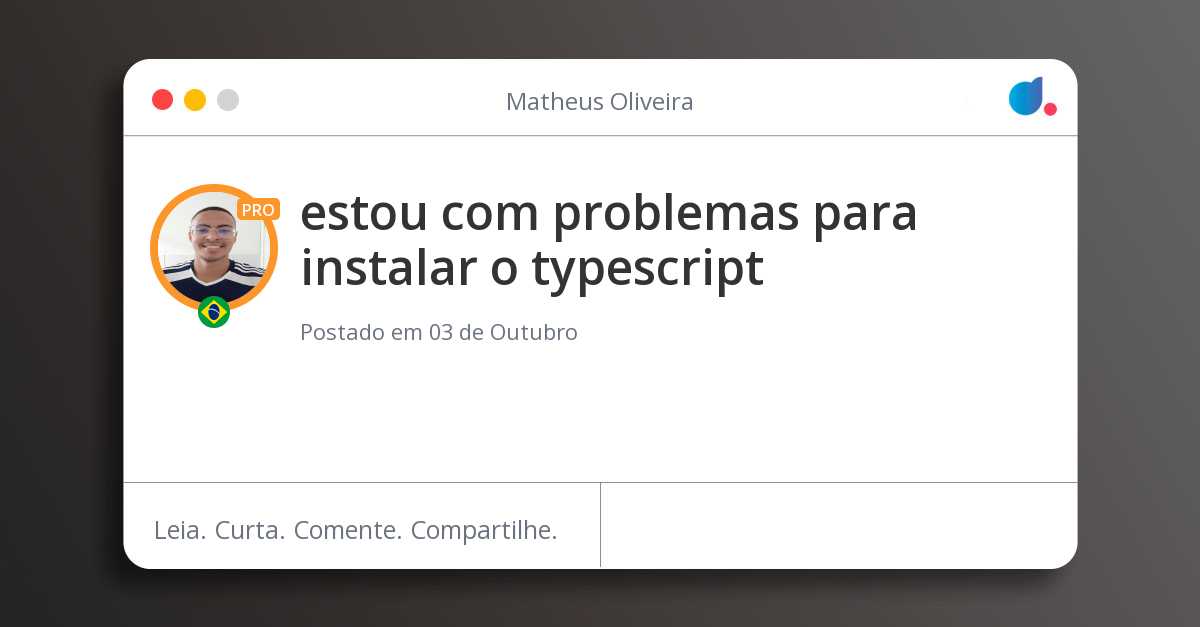 Estou Com Problemas Para Instalar O Typescript