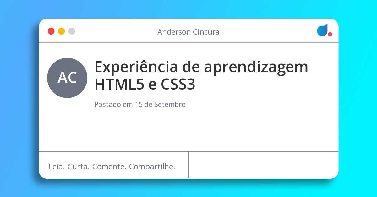 Experiência de aprendizagem HTML5 e CSS3