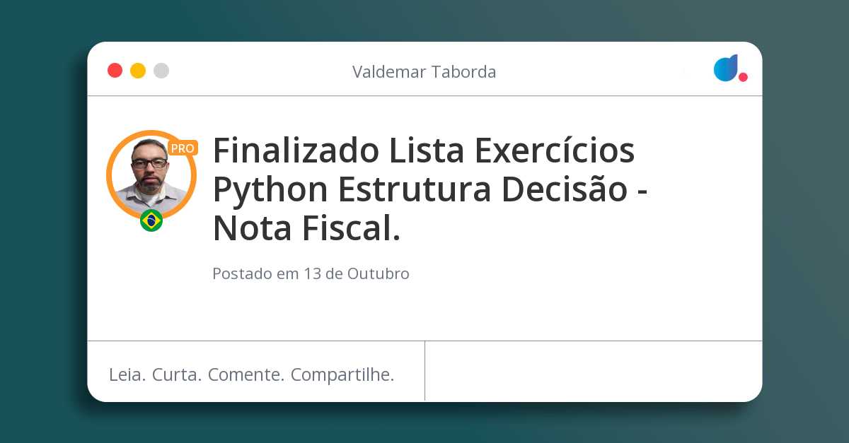 Finalizado Lista Exercícios Python Estrutura Decisão - Nota Fiscal ...