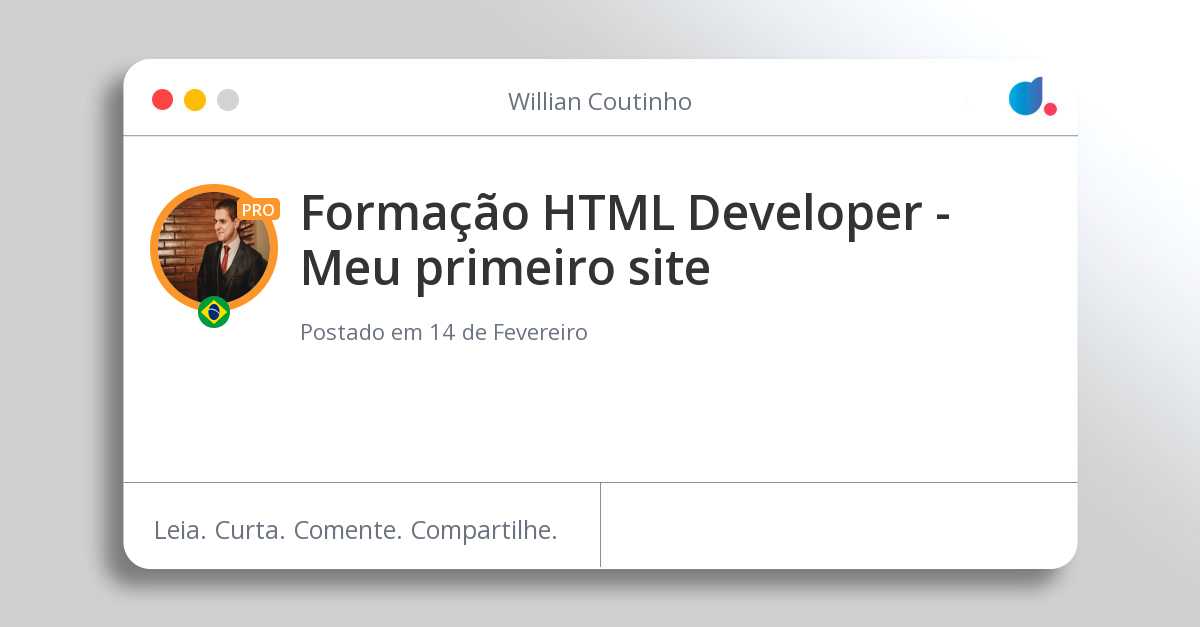 Formação HTML Developer - Meu primeiro site