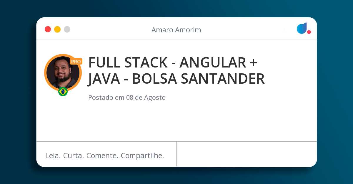 FULL STACK - ANGULAR + JAVA - BOLSA SANTANDER FULL STACK - ANGULAR + JAVA - BOLSA SANTANDER