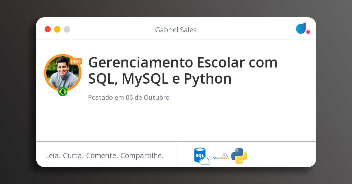Gerenciamento de Sistema Escolar com SQL, MySQL e Python | Gabriel Sales | SQL | MySQL | Python ...