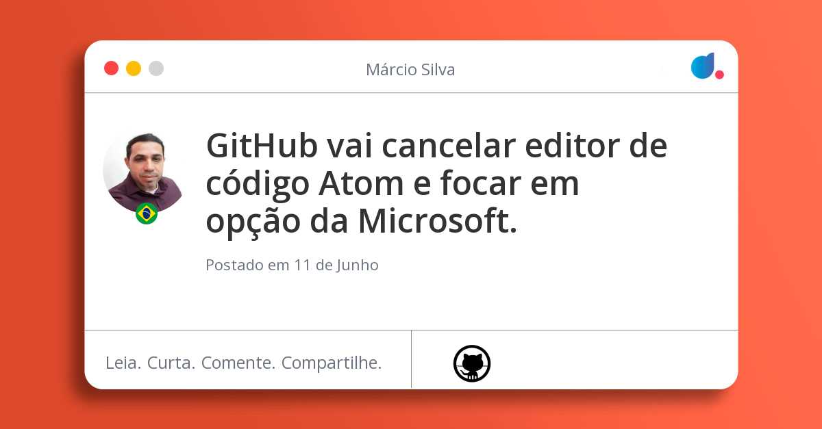 GitHub vai cancelar editor de código Atom e focar em opção da Microsoft.