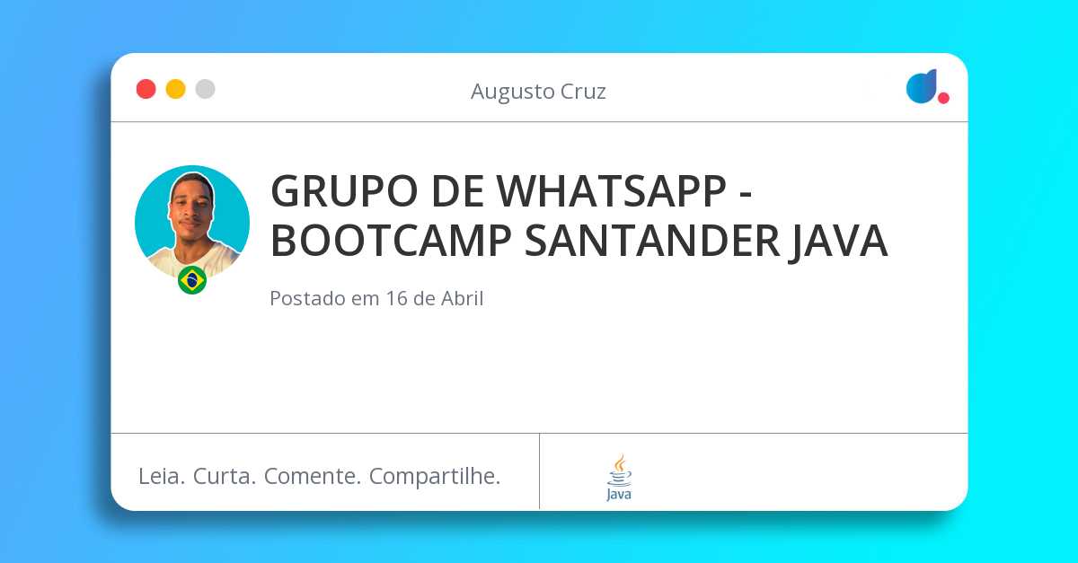 GRUPO DE WHATSAPP - BOOTCAMP SANTANDER JAVA