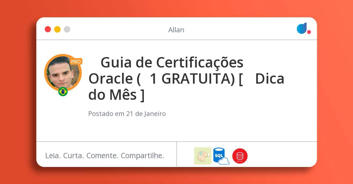 📑 Guia de Certificações Oracle ( 💸1 GRATUITA ) [ Dica do Mês]