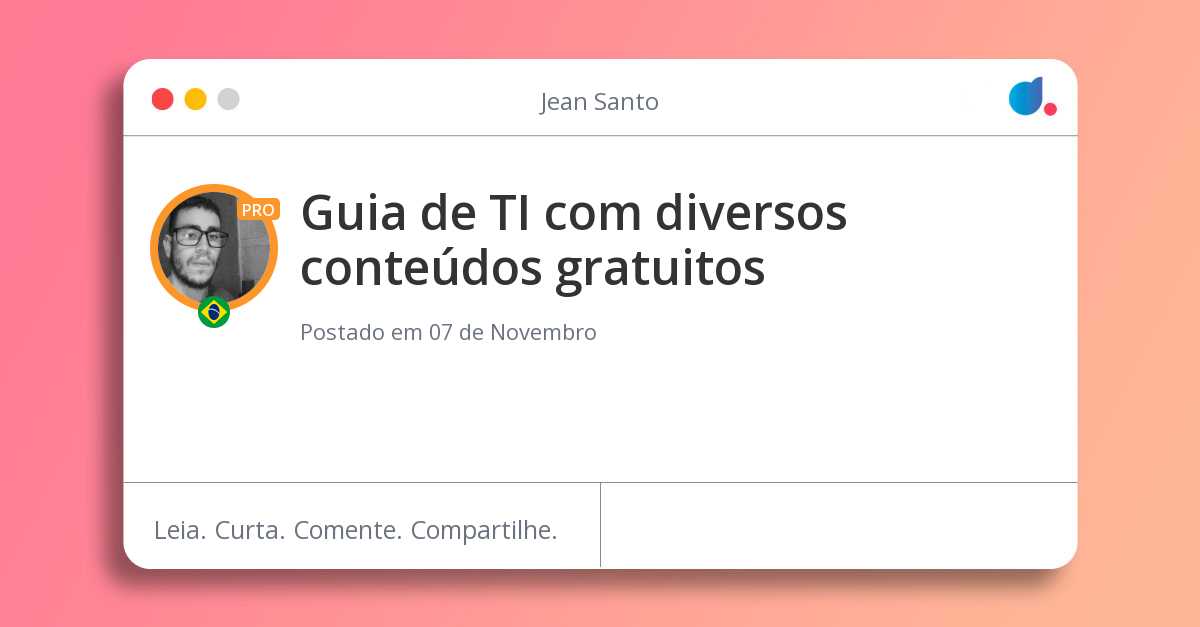 Guia de TI com diversos conteúdos gratuitos