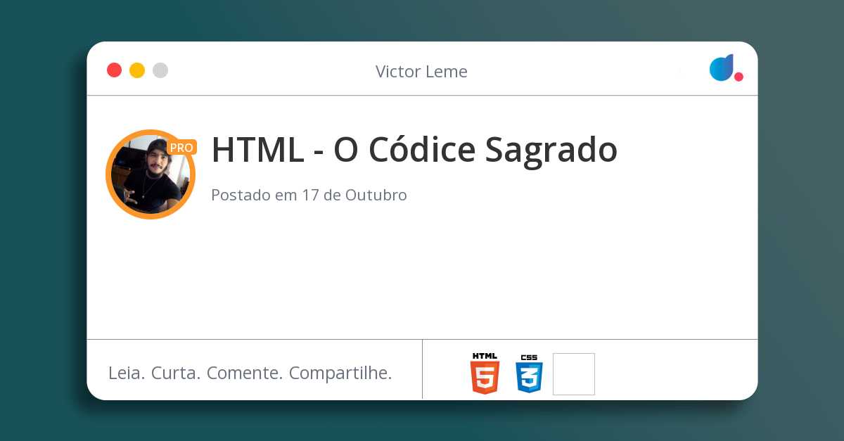 Html O Códice Sagrado Victor Leme Html Css Javascript Dio 5609