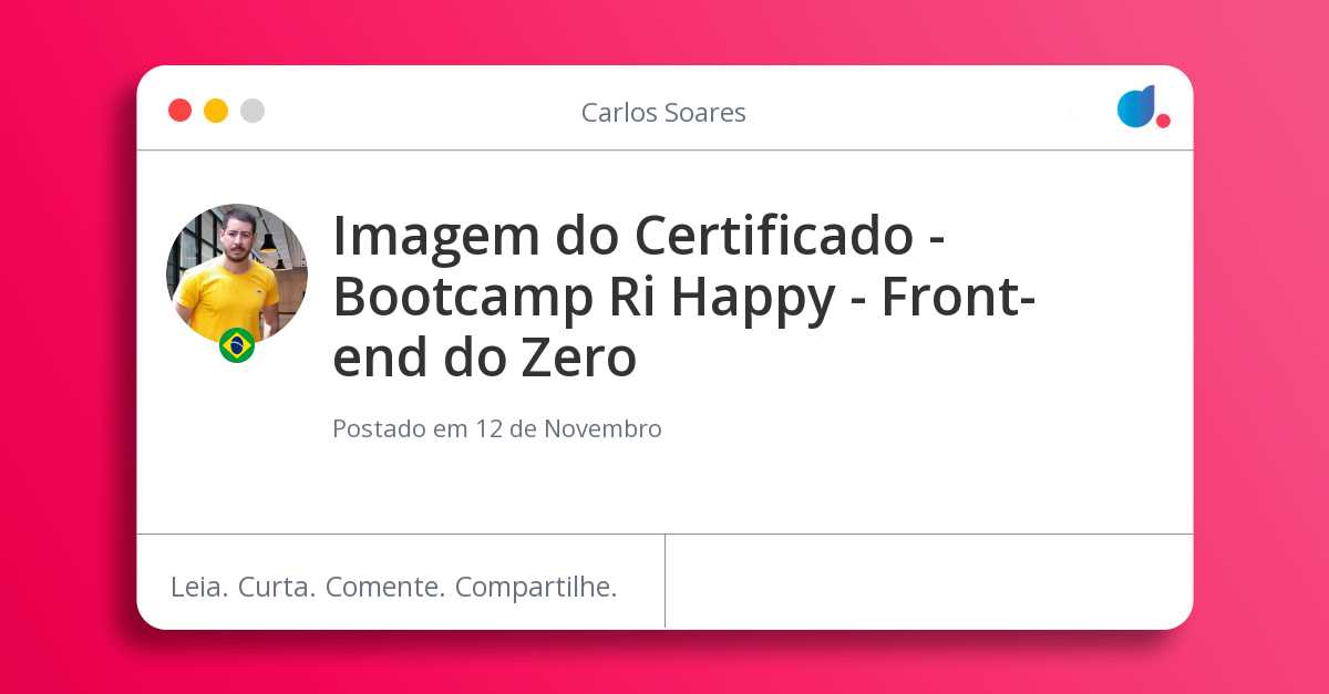 Imagem do Certificado - Bootcamp Ri Happy - Front-end do Zero