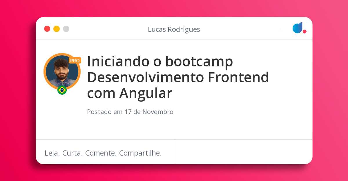 Iniciando o bootcamp: Desenvolvimento Frontend com Angular
