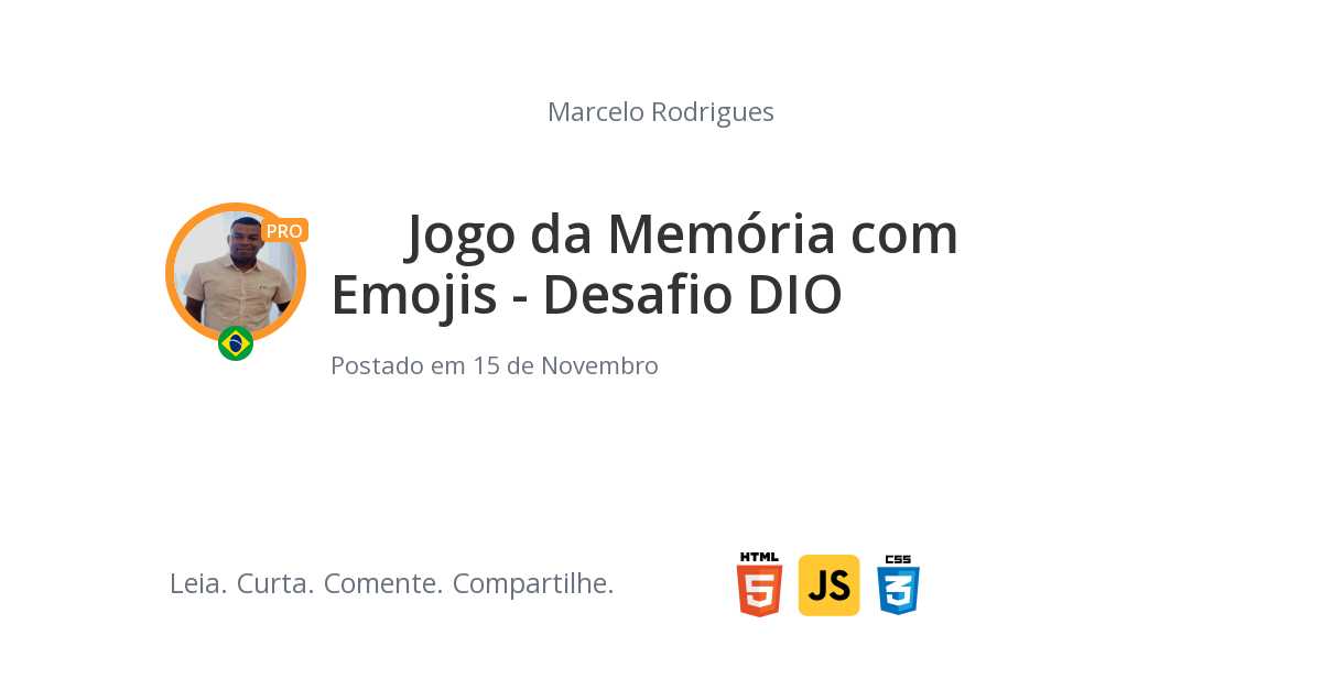 🎮 Jogo da Memória com Emojis - Desafio DIO 🎮