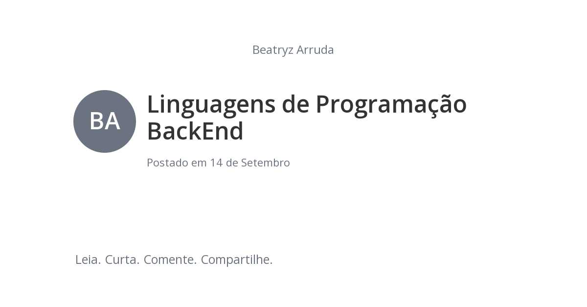 Linguagens de Programação BackEnd