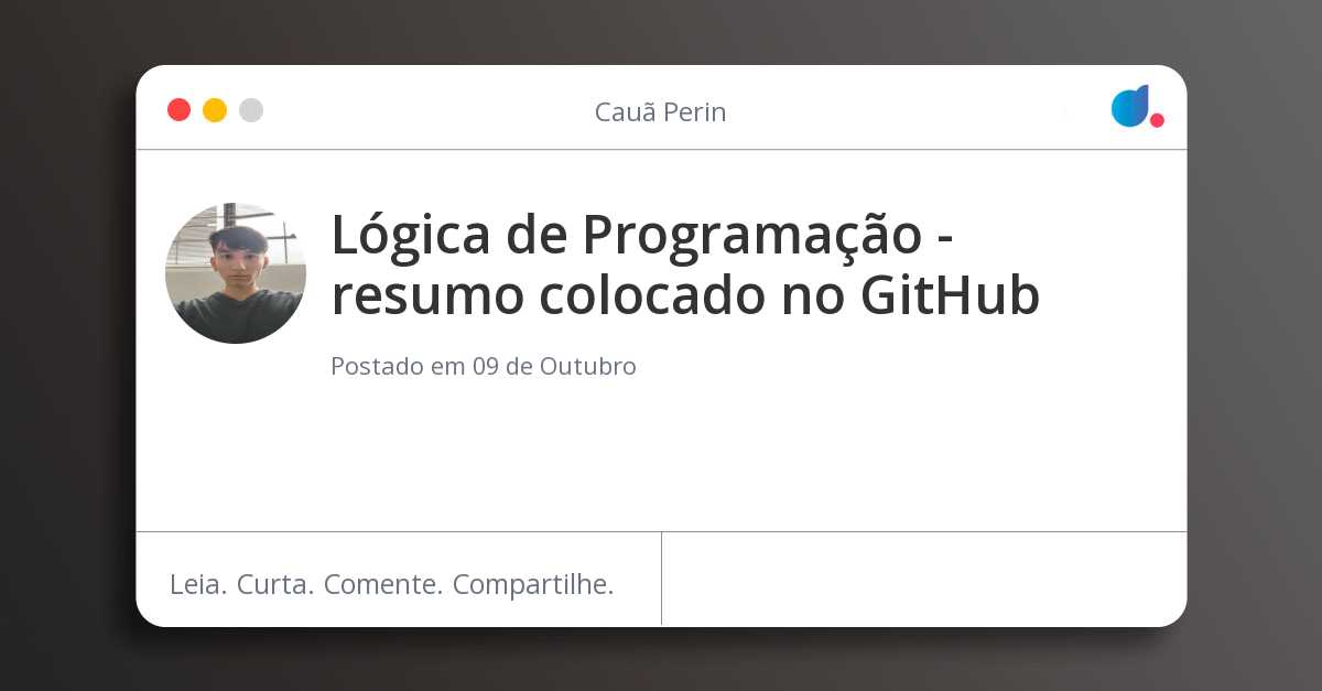 Lógica de Programação - resumo colocado no GitHub