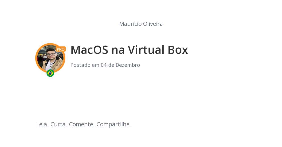 MacOS na Virtual Box