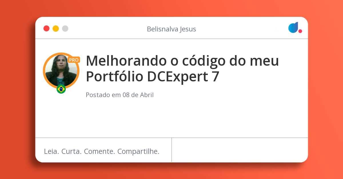 Melhorando o código do meu Portfólio DCExpert 7