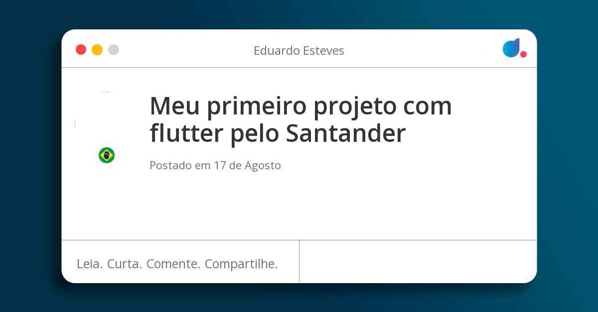 Meu primeiro projeto com flutter pelo Santander
