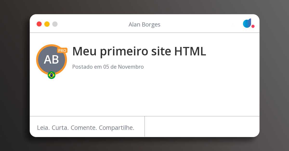Meu primeiro site HTML