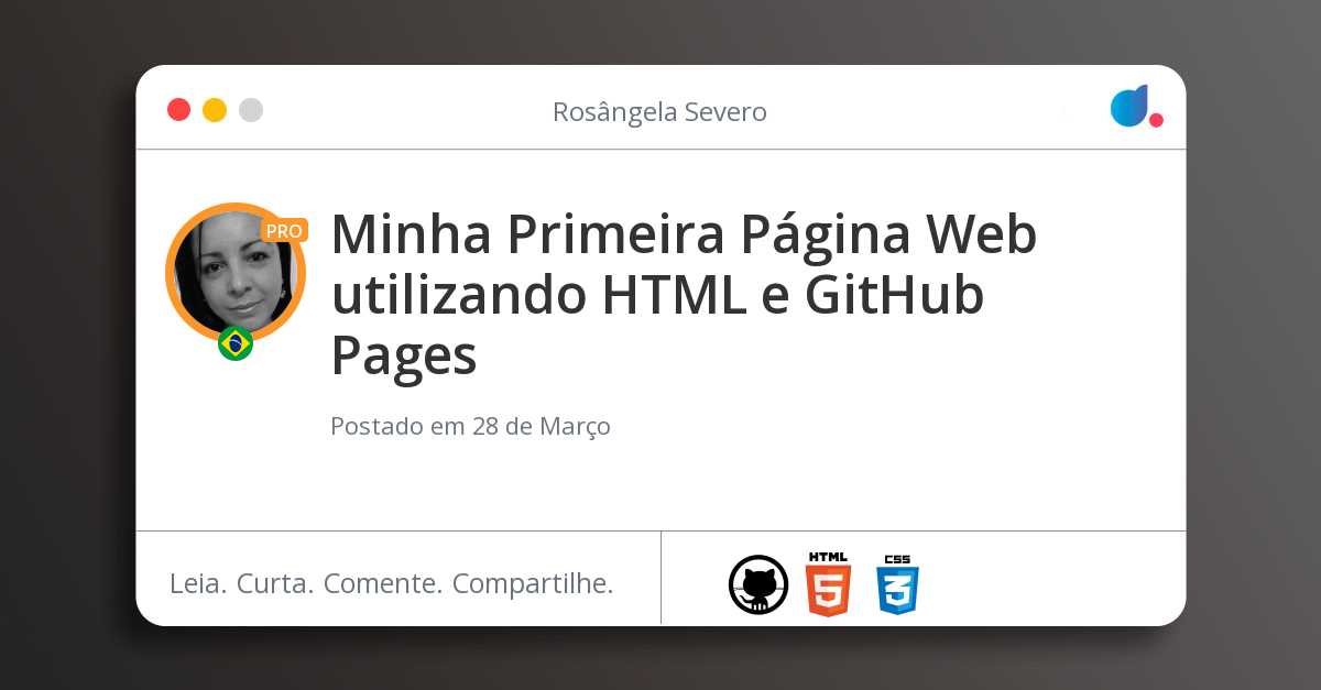Minha Primeira Página Web utilizando HTML e GitHub Pages