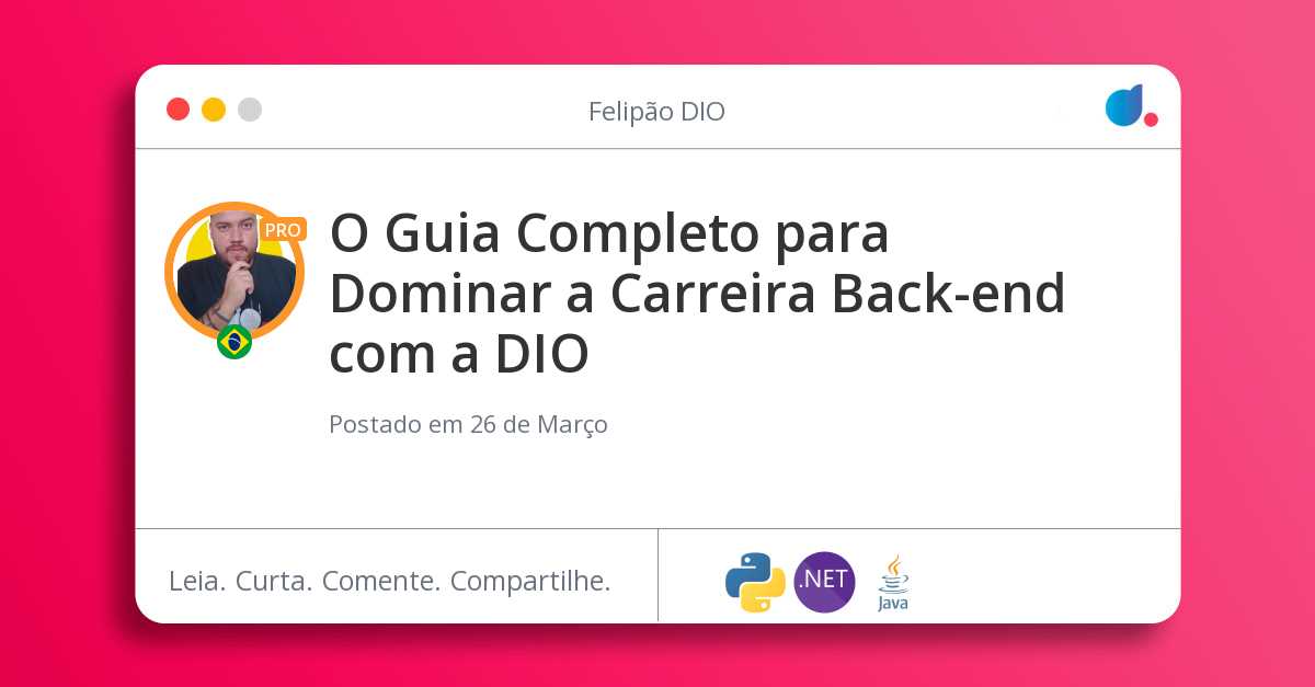 O Guia Completo para Dominar a Carreira Back-end com a DIO