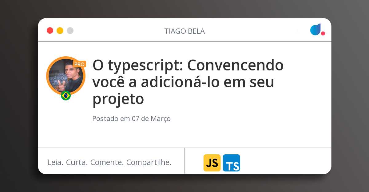 Typescript Convencendo Você A Adicioná Lo Em Seu Projeto 