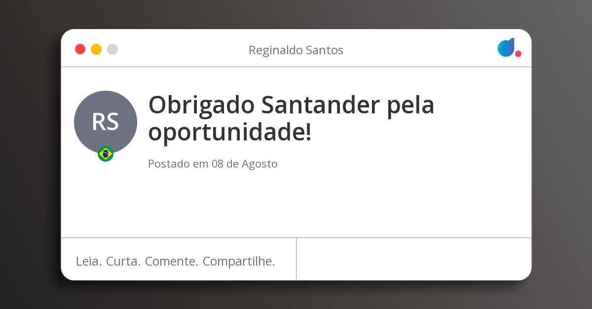 Obrigado Santander pela oportunidade!