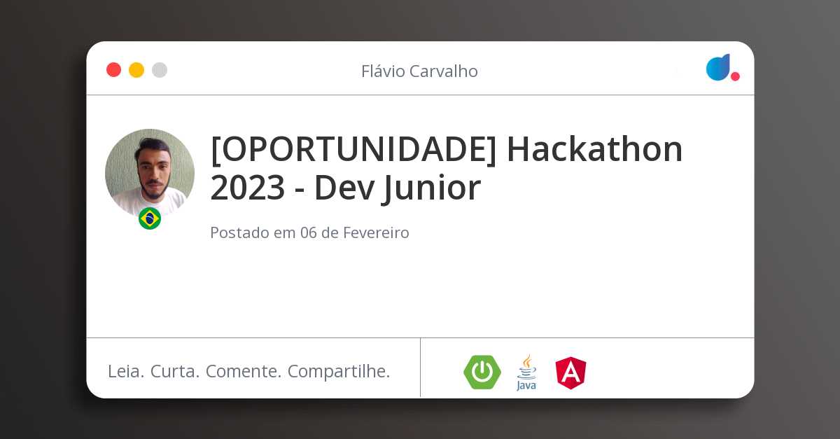 [OPORTUNIDADE] Hackathon 2023 - Dev Junior