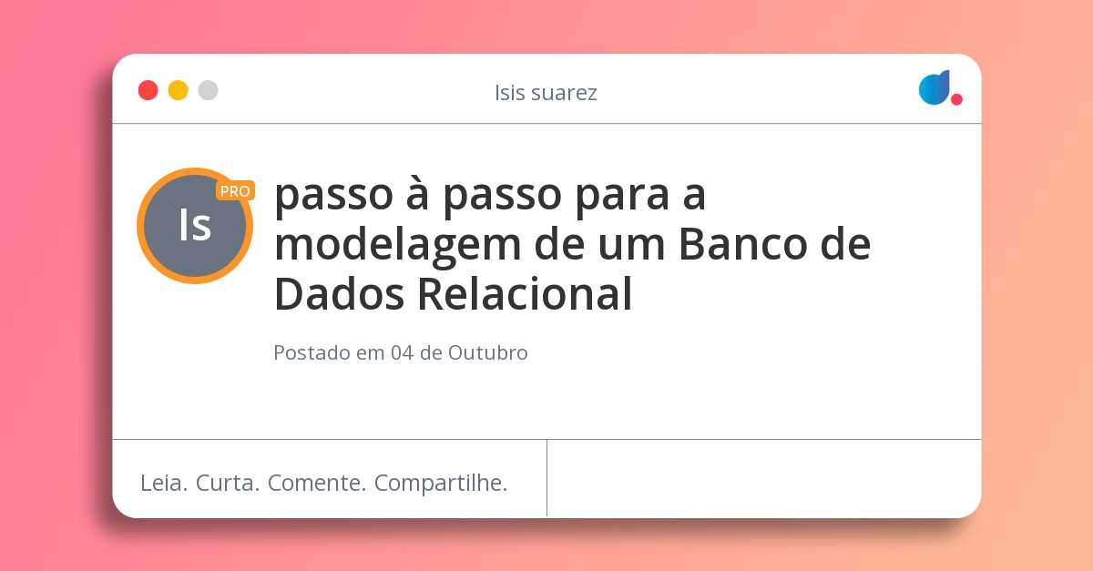 passo à passo para a modelagem de um Banco de Dados Relacional