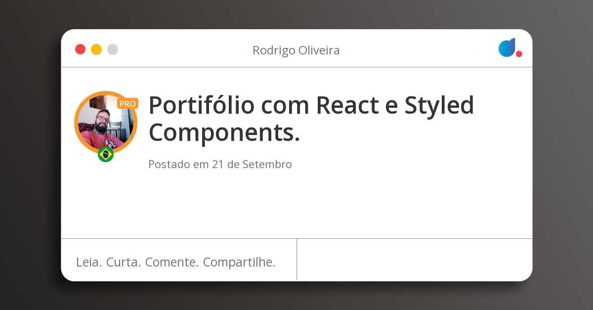 Portifólio com React e Styled Components.