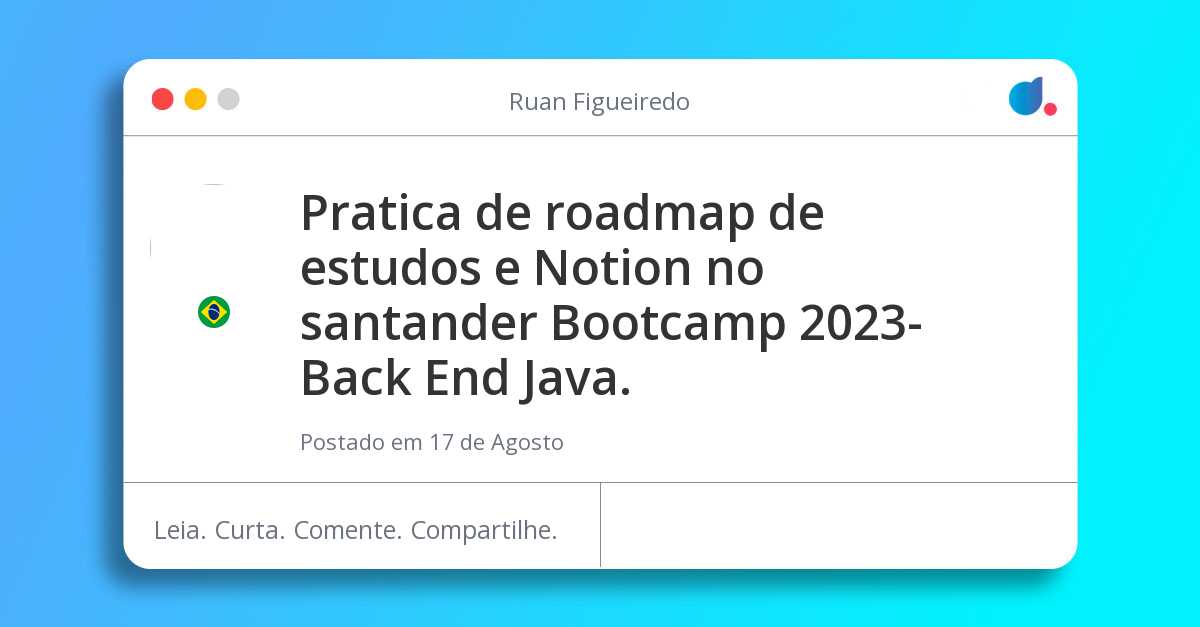 Pratica de roadmap de estudos e Notion no santander Bootcamp 2023- Back End Java.