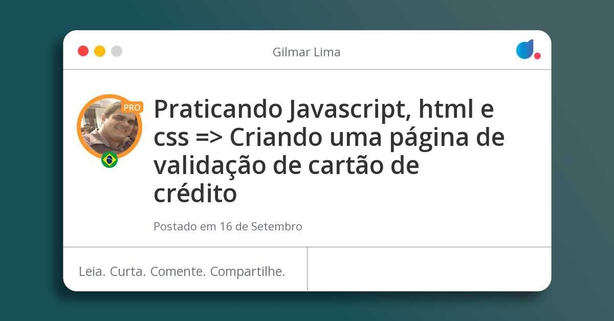 Praticando Javascript Html E Css Criando Uma Página De Validação De Cartão De Crédito