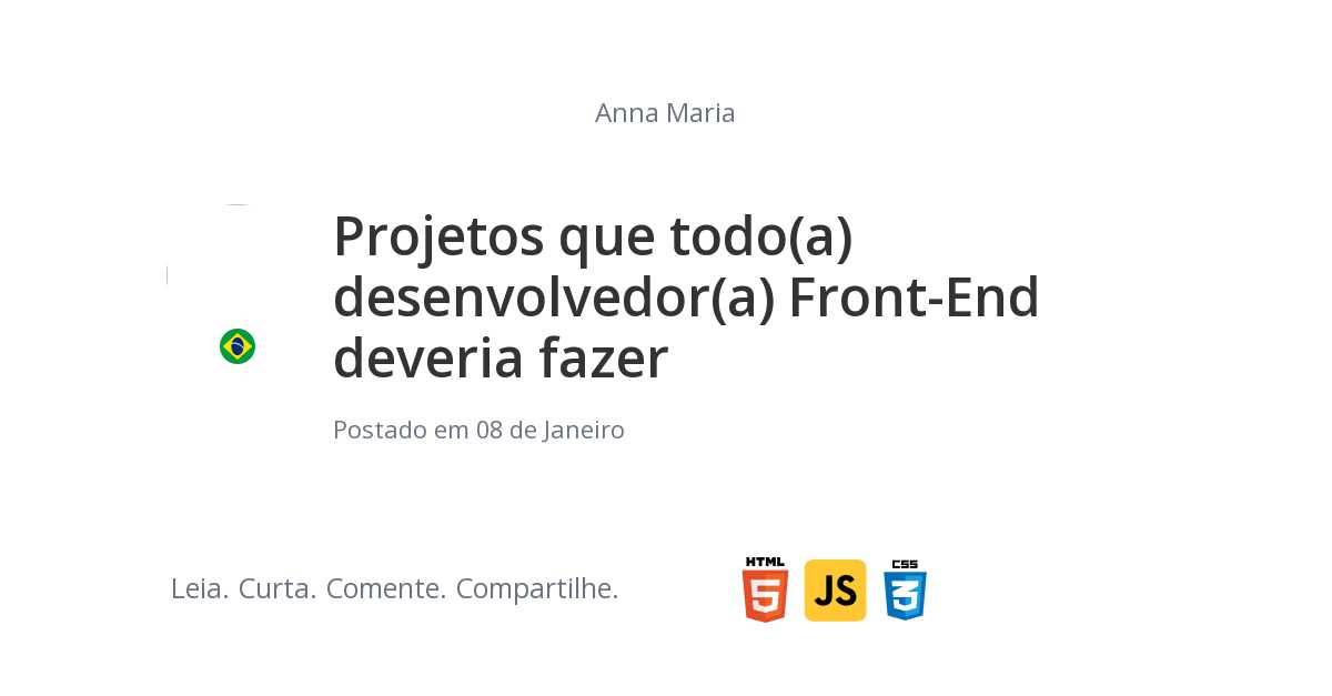 Projetos que todo(a) desenvolvedor(a) Front-End deveria fazer