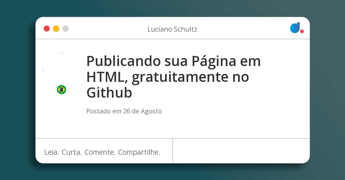 Publicando sua Página em HTML, gratuitamente no Github