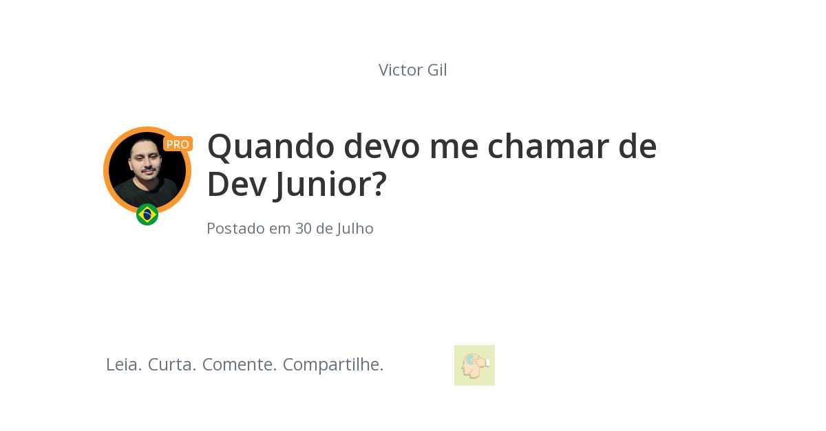 Quando devo me chamar de Dev Junior?