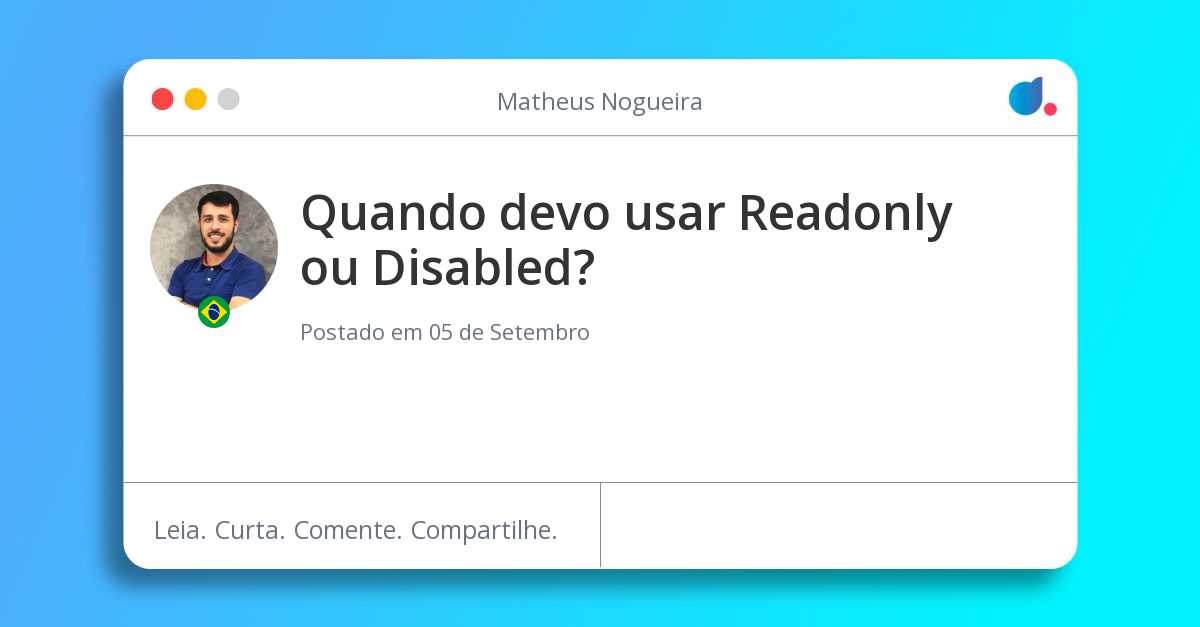 Quando devo usar Readonly ou Disabled?