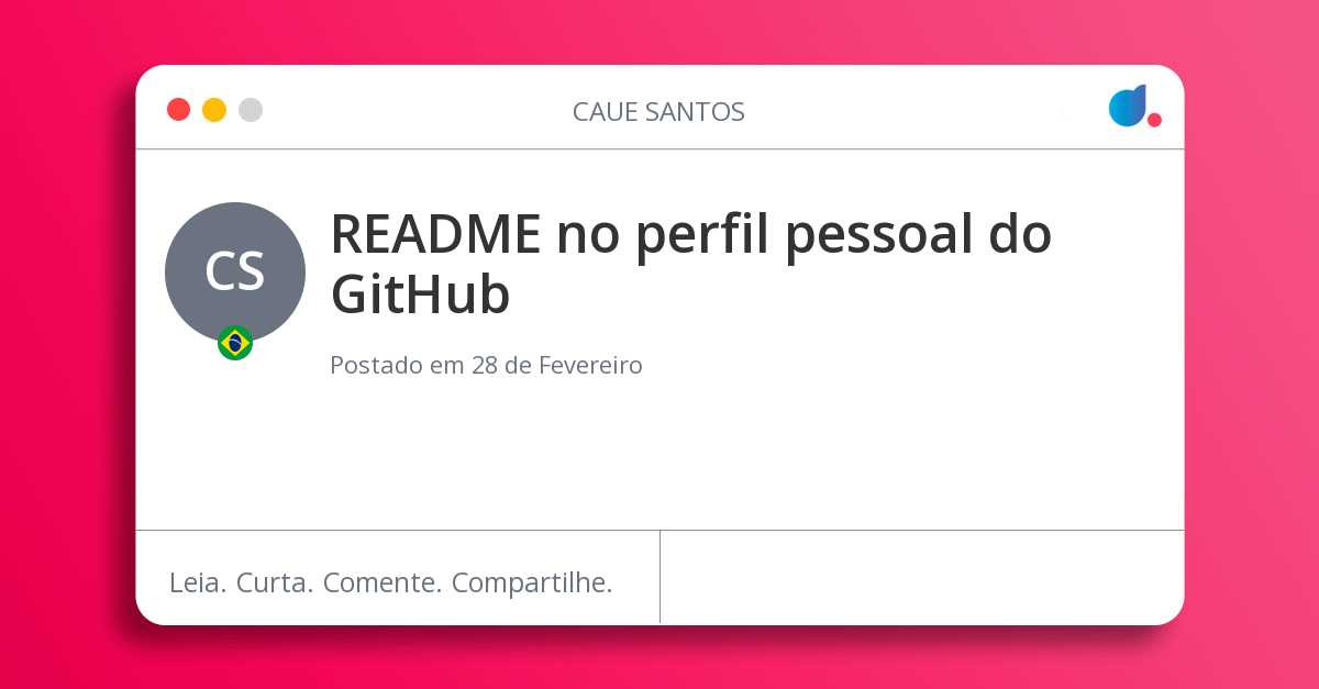 README no perfil pessoal do GitHub