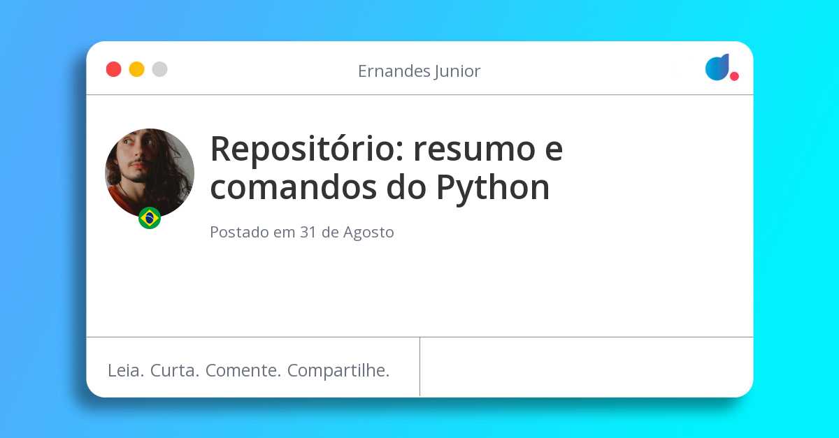 Repositório: resumo e comandos do Python Repositório: resumo e comandos do Python